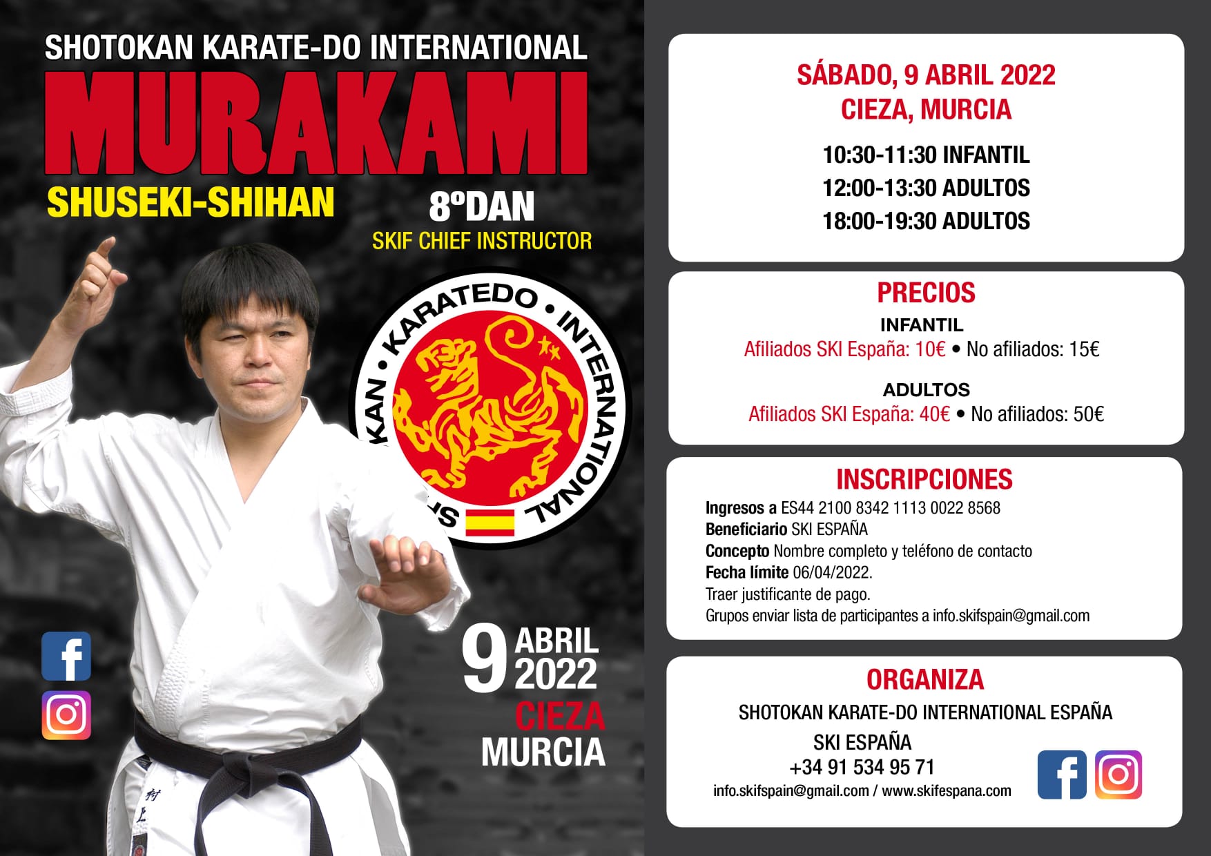 Seminario Shuseki-Shihan Manabu Murakami 8ºDan – SKIFE – Shotokan ...